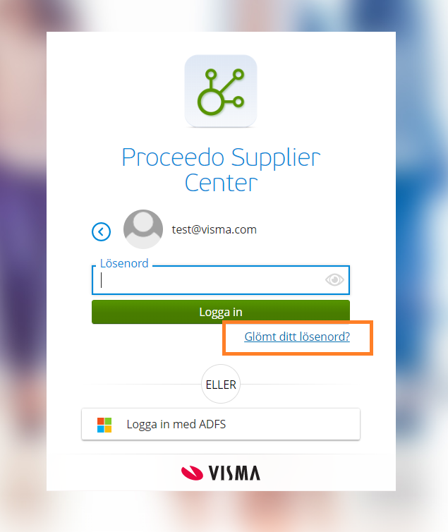 Återställa lösenordet i Supplier Center