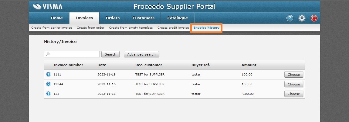 Invoicing in Supplier Center